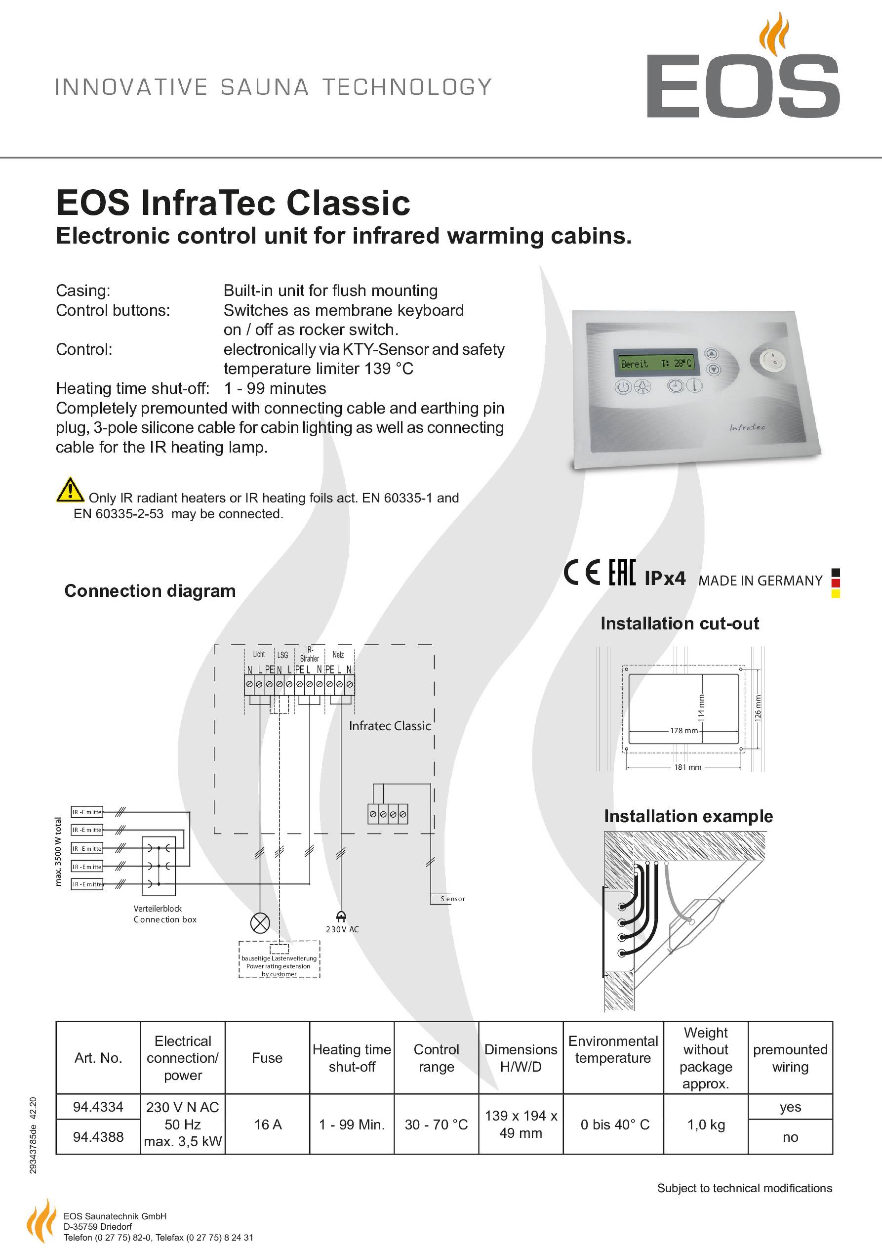 Инструкция EOS InfraTec Classic — Spakõ