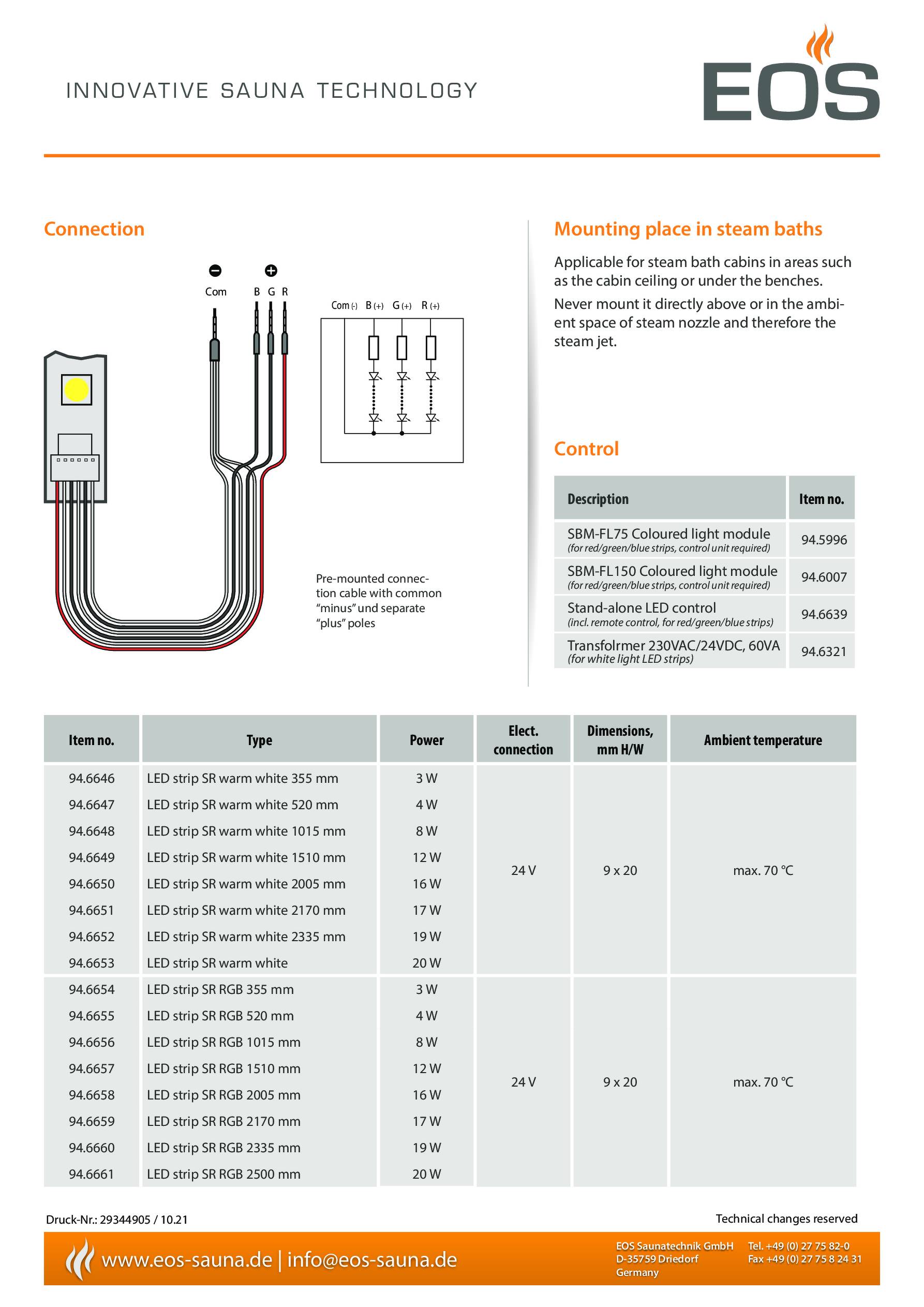 EOS LED Strip for steam rooms — Spakõ